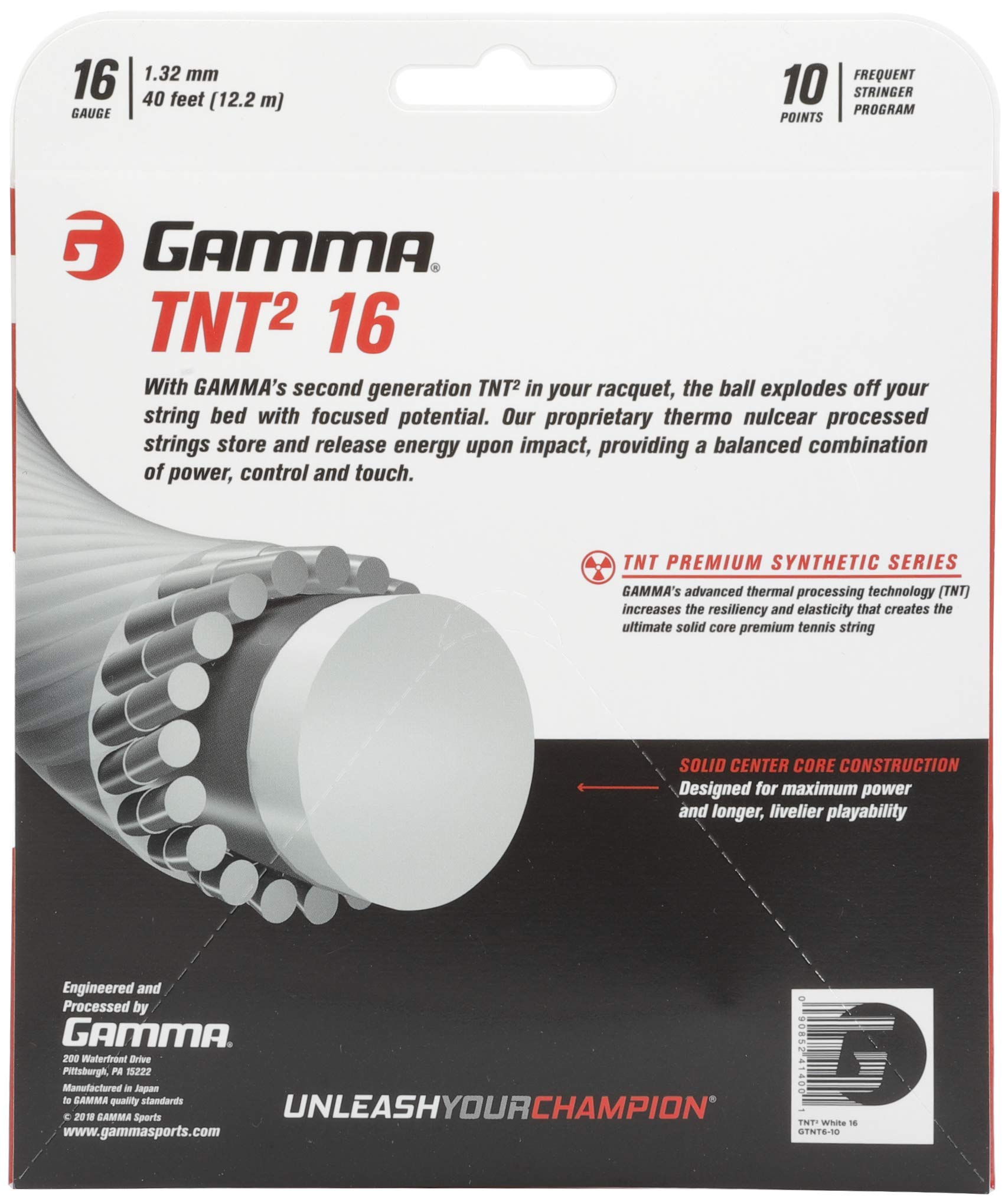 Gamma TNT2 16G Tennis String, White