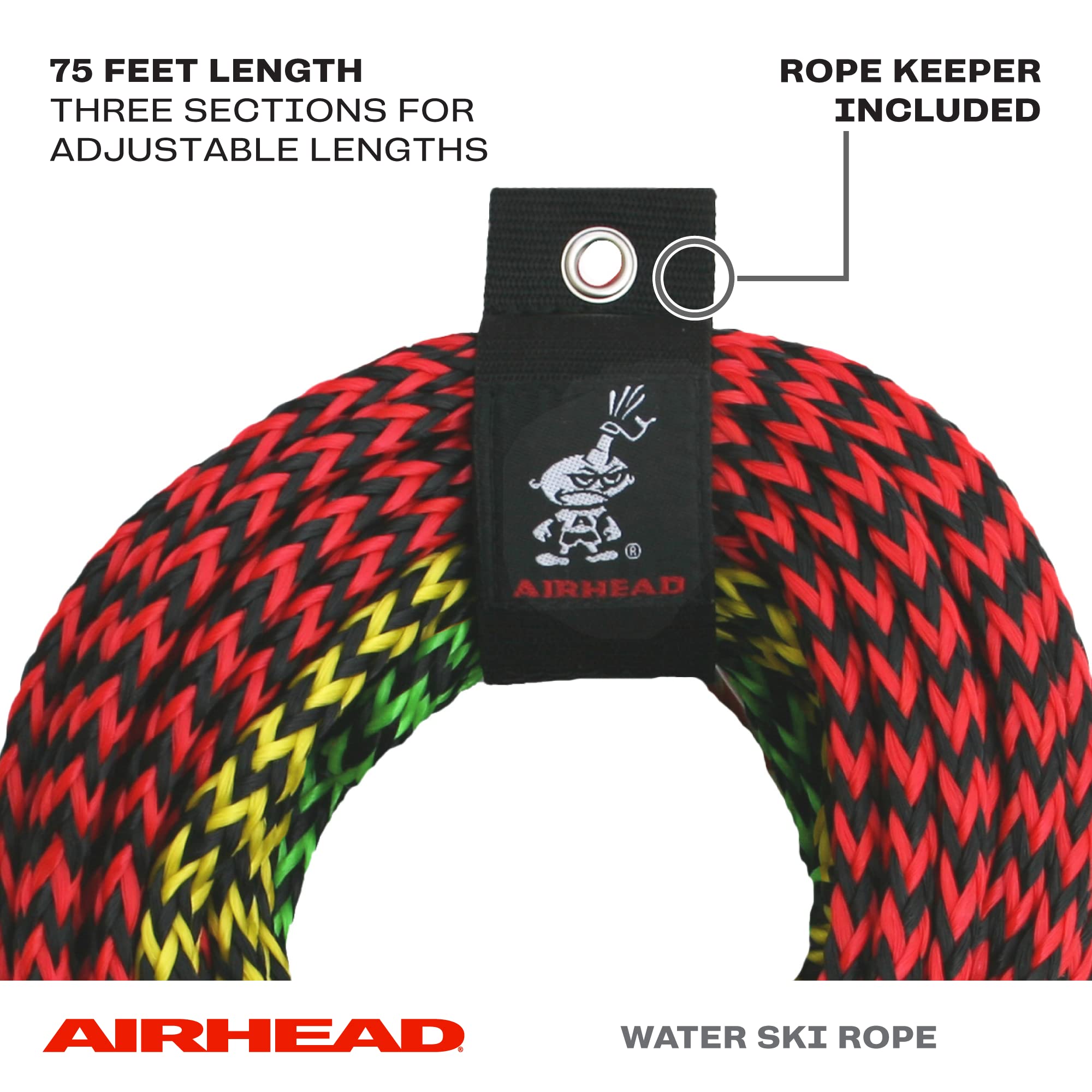 Airhead Water Ski Rope with Radius Handle, 3 Section for Water Skis, Wakeboards and Kneeboards