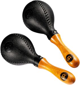 meinl percussion, standard size with abs plastic wooden concert maracas hand shaker rattles with all-weather synthetic shells — not made in china — solid wood handles, 2-year warranty (pm2bk)