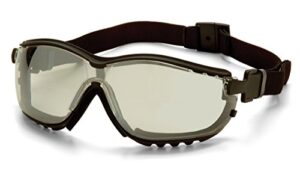 pyramex v2g safety glasses, black frame/indoor-outdoor mirror anti-fog lens