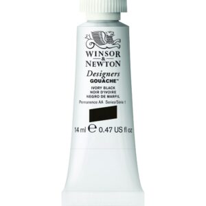 winsor & newton designer's gouache, 14 ml (0.47oz) tube, ivory black