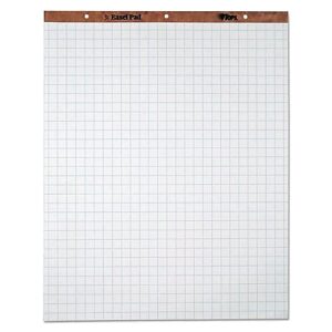 TOPS Easel Pad, 3-hole punched, white, 15 lb, 1" squares, 50 SH/PD, 4 per Carton (7900)