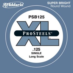 d'addario psb125 prosteels bass guitar single string, long scale, 125