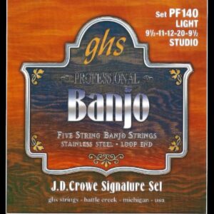 GHS Strings PF140 J.D. Crowe Signature Series (Studio), 5-String Stainless Steel Banjo Strings (.009 1/2-.020)