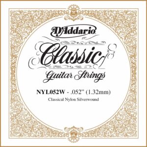 d'addario nyl052w silver-plated copper classical single string, 052