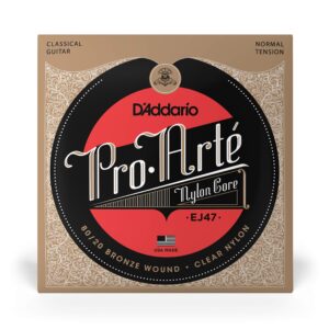 D'Addario Guitar Strings - Pro-Arte Classical Guitar Strings - EJ47 - Nylon Guitar Strings - 80/20 Bronze Wound, Nylon Core - Normal Tension