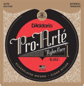 d'addario guitar strings - pro-arte classical guitar strings - ej52 - nylon guitar strings - for alto guitars - nylon core - normal tension