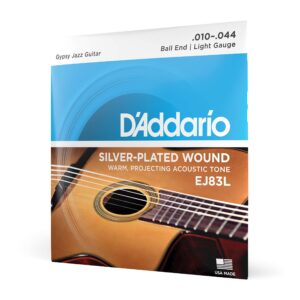 d'addario gypsy jazz acoustic guitar strings - ej83l - ball end - light, 10-44