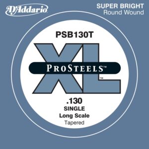 d'addario psb130t prosteels bass guitar single string, long scale, 130, tapered