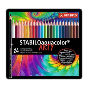 aquarellable coloring pencil - stabiloaquacolor - tin of 24 - assorted colors