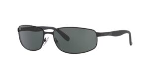 ray-ban man sunglasses black frame, crystal green lenses, 61mm