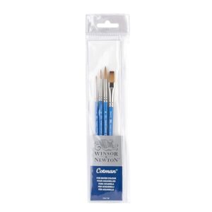 winsor & newton cotman short handle brushes, set of 4, (round 1, 4, & 6, one stroke 3/8")