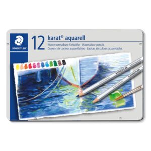 staedtler karat aquarell premium watercolor pencils, set of 12 colors (125m12)