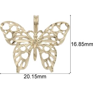 14K Yellow Gold Charm Butterfly Pendant Jewelry 17mm