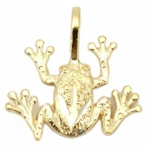 findingking frog charm diamond-cut 14k gold 14mm