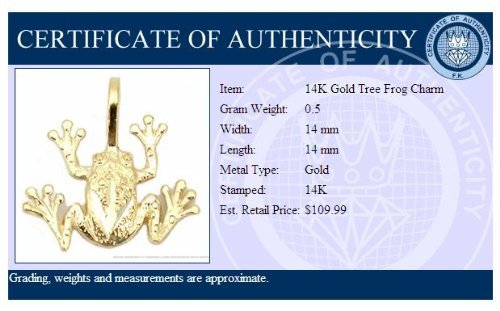 FindingKing Frog Charm Diamond-Cut 14k Gold 14mm