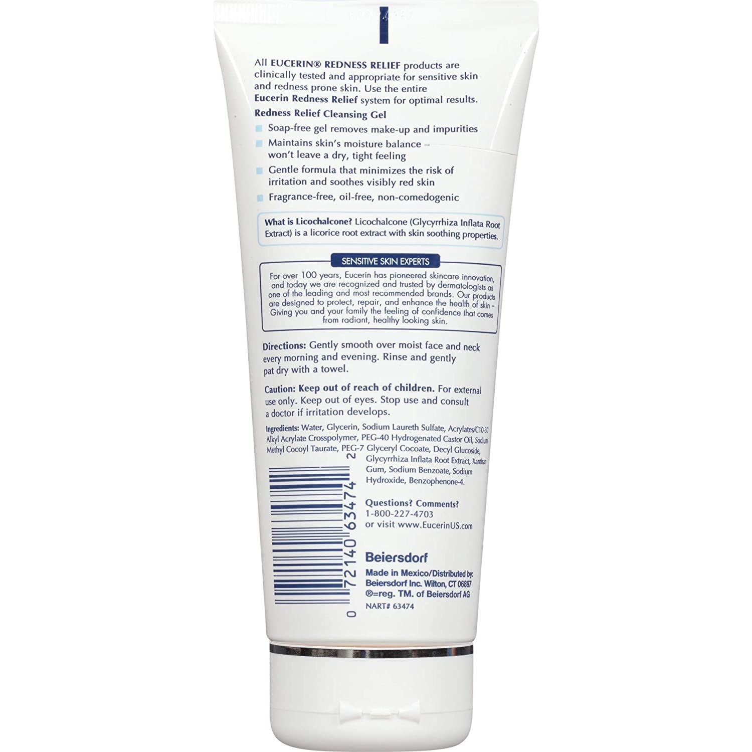 Eucerin Redness Relief Soothing Cleanser/Gel, 6.8-Ounce