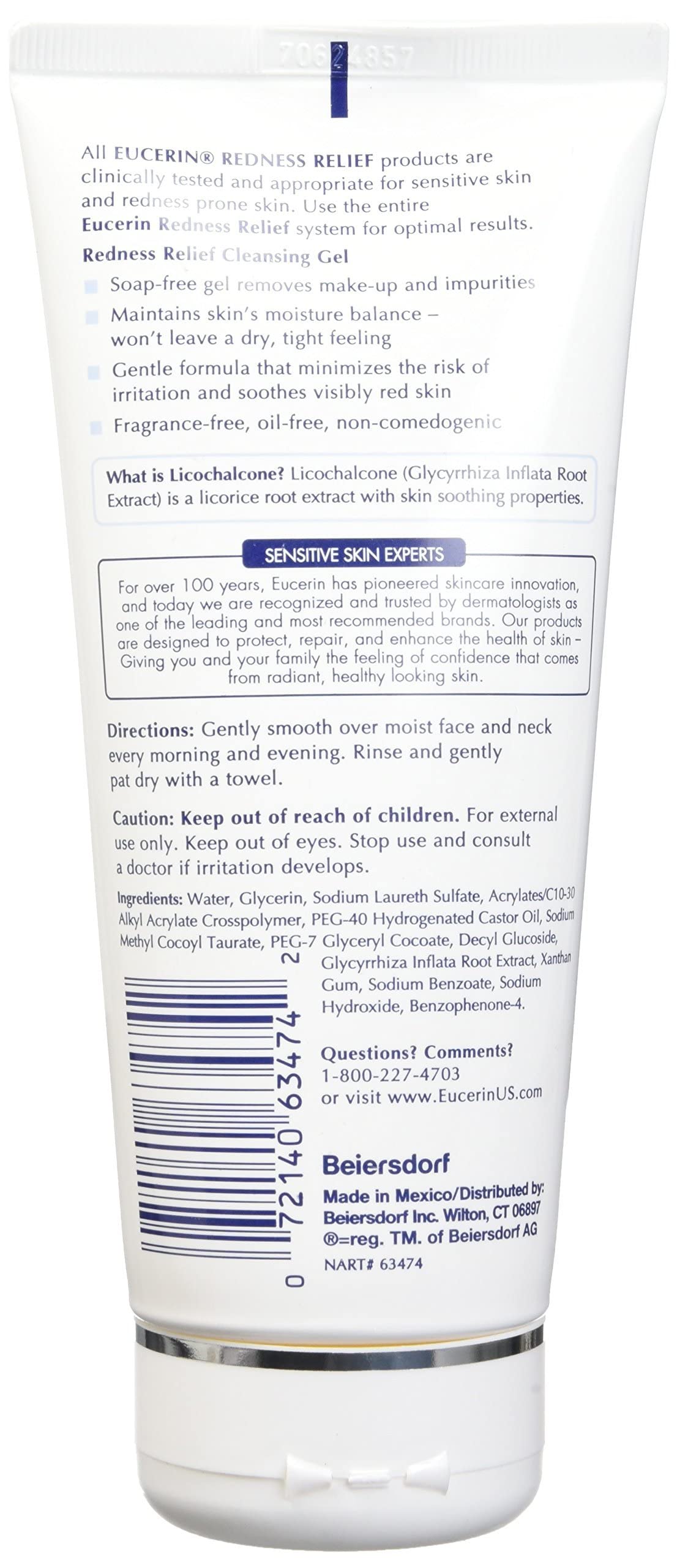 Eucerin Redness Relief Soothing Cleanser/Gel, 6.8-Ounce