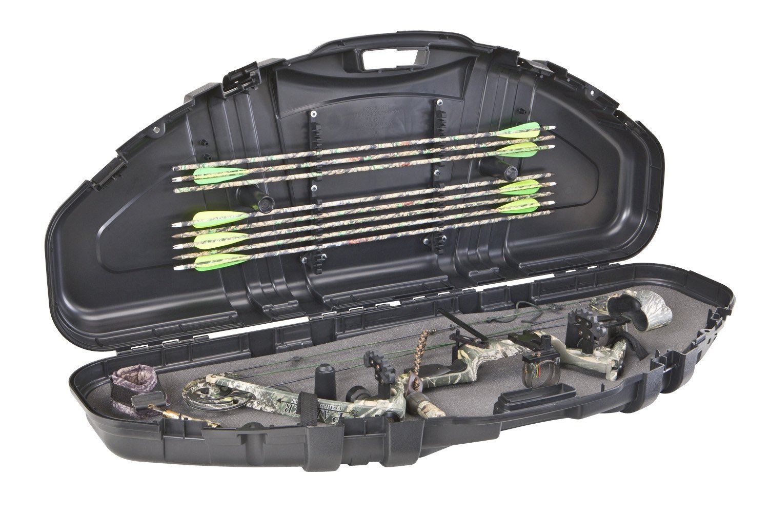 Plano Protector PillarLock Series Bow Case, Black, Archery Storage, Lockable with High-Density Interior Padding, Hard Protective Case, Holds Up to 6 Arrows