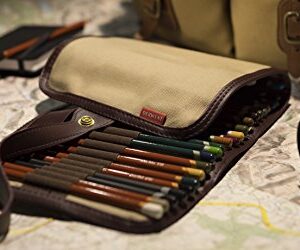 Derwent 700434 Pencil Case, Canvas Wrap Pencil Holder, Holds up to 30 Pencils and Supplies (2300671),brown