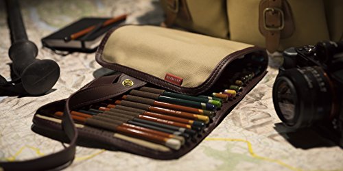 Derwent 700434 Pencil Case, Canvas Wrap Pencil Holder, Holds up to 30 Pencils and Supplies (2300671),brown