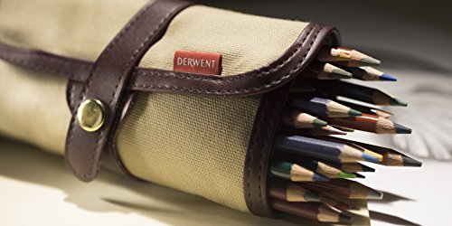 Derwent 700434 Pencil Case, Canvas Wrap Pencil Holder, Holds up to 30 Pencils and Supplies (2300671),brown