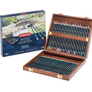 Derwent Artists Color Pencils, 4mm Core, Wooden Box, 48 Count (0700643)