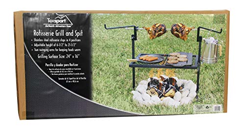 Texsport Heavy Duty Adjustable Outdoor Camping Rotisserie Grill and Spit