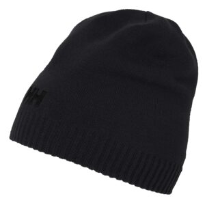 helly hansen brand hh logo beanie, black, one size