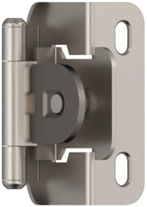 amerock | single demountable cabinet hinge | 1/2 inch (12.7 mm) overlay hinge | satin nickel | 2 count (pack of 1) | self-closing hinge | cabinet door hinge