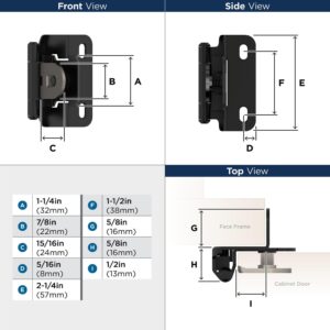 Amerock | Single Demountable Cabinet Hinge | 1/2 inch (12.7 mm) Overlay Hinge | Satin Nickel | 2 Count (pack of 1) | Self-Closing Hinge | Cabinet Door Hinge