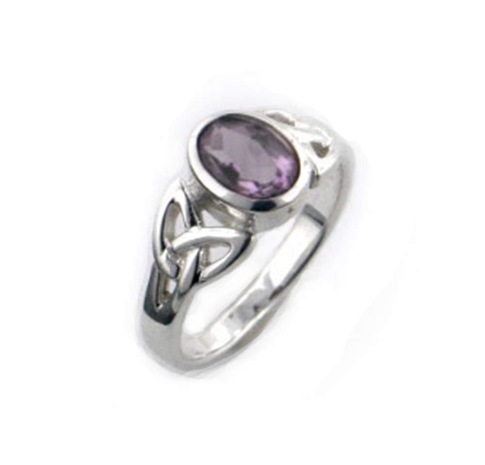 Sterling Silver Celtic Knot and Purple Genuine Amethyst Ring Size 9(Sizes 4,5,6,7,8,9,10,11,12)