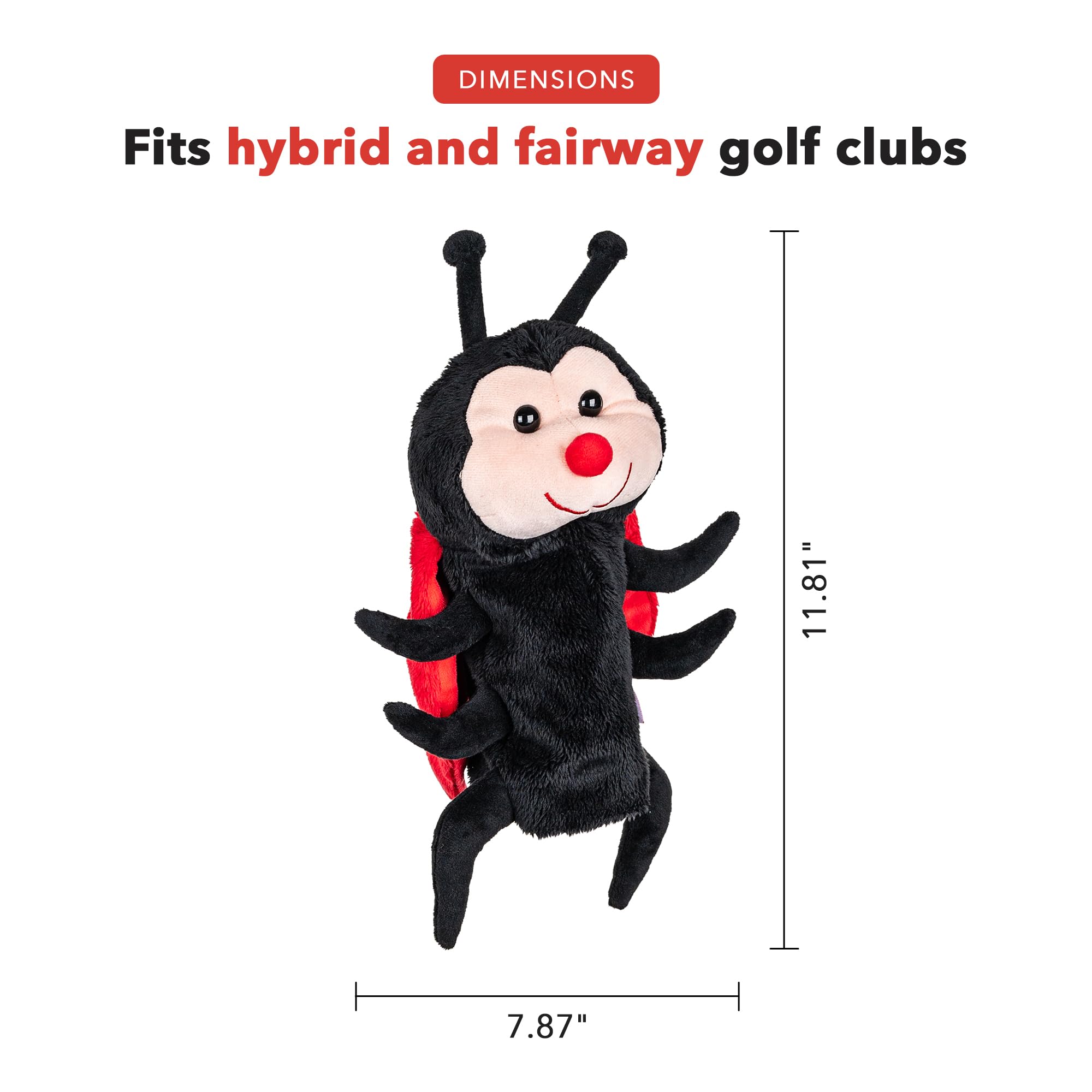 Daphne’s Lady Bug Hybrid Headcover | Premium Hybrid and Fairway Wood Headcovers | Funny Golf Club Covers | Stylish Protection for Your Clubs | Men's Golf Gear | Hybrid Headcover for Men and Women