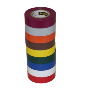 3m 35-pack scotch 35 electrical tape packs: 1/2" x 20 ft., rainbow