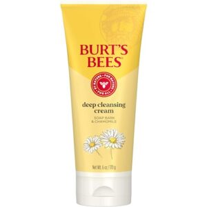 burt's bees deep cleansing cream with soap bark and chamomile, 98.9% natural origin, 6 ounces