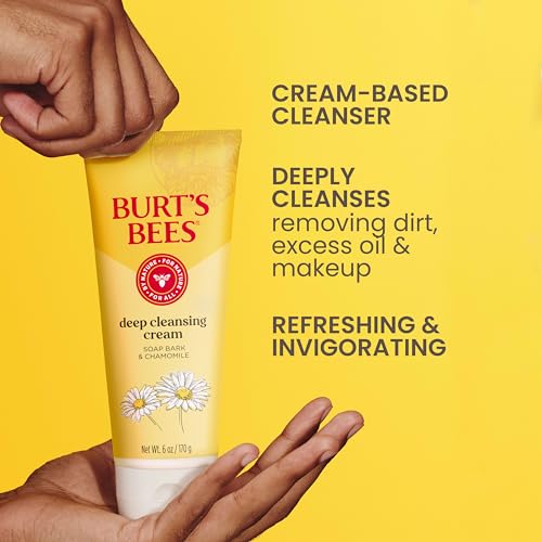 Burt's Bees Deep Cleansing Cream with Soap Bark and Chamomile, 98.9% Natural Origin, 6 Ounces