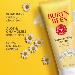 Burt's Bees Deep Cleansing Cream with Soap Bark and Chamomile, 98.9% Natural Origin, 6 Ounces