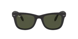 ray-ban rb4105 folding wayfarer square sunglasses, matte black/g-15 green, 50 mm