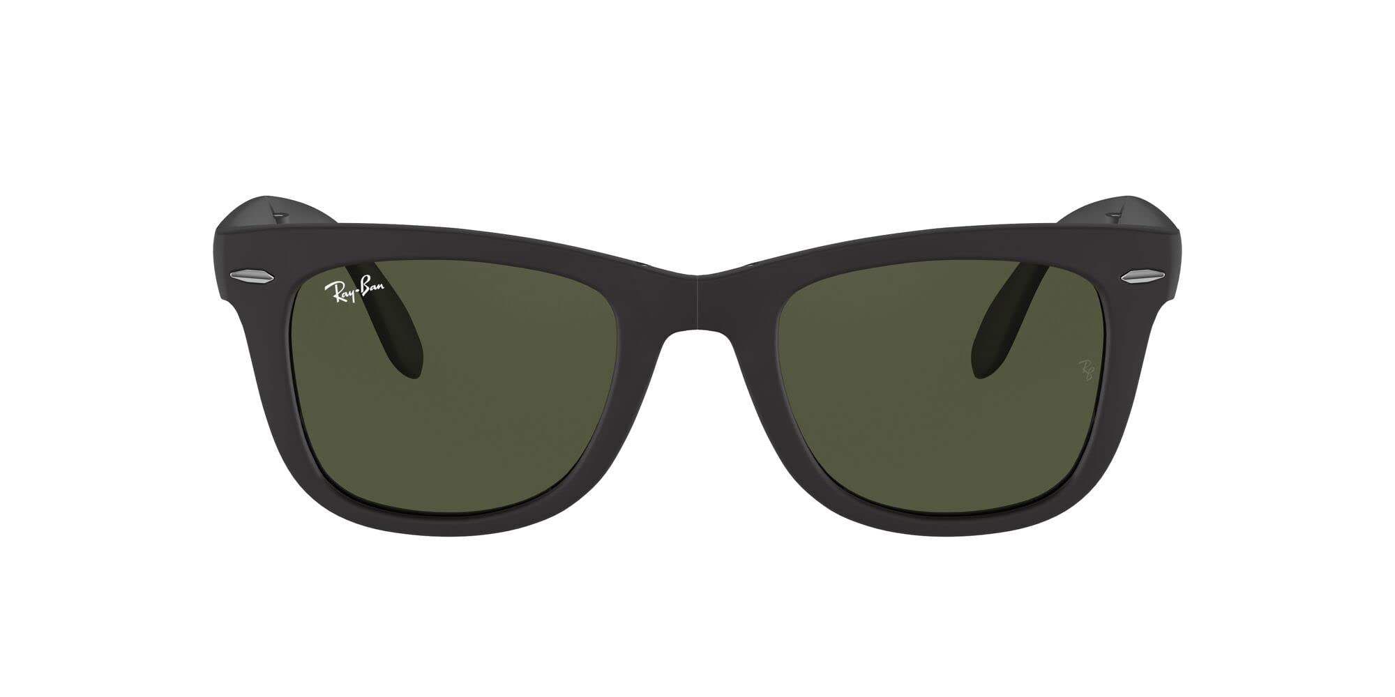 Ray-Ban RB4105 Folding Wayfarer Square Sunglasses, Matte Black/G-15 Green, 50 mm