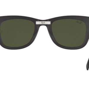 Ray-Ban RB4105 Folding Wayfarer Square Sunglasses, Matte Black/G-15 Green, 50 mm