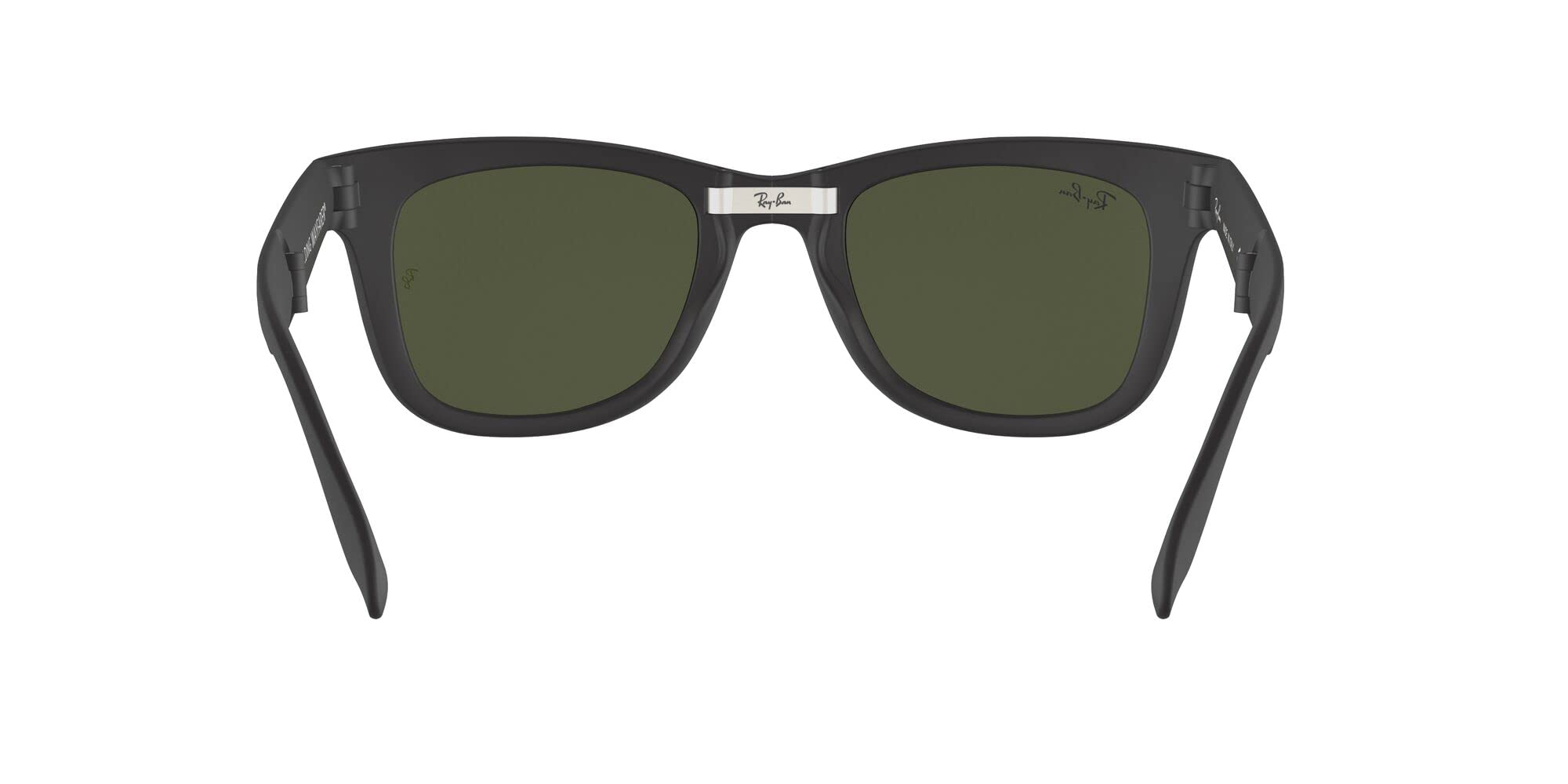 Ray-Ban RB4105 Folding Wayfarer Square Sunglasses, Matte Black/G-15 Green, 50 mm