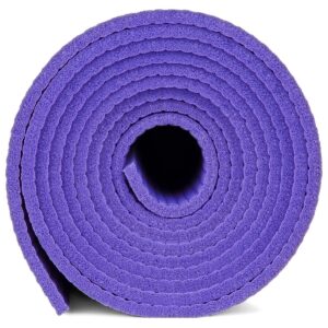 YogaAccessories 1/4" Thick High-Density Deluxe Non-Slip Exercise Pilates & Yoga Mat, Dark Purple