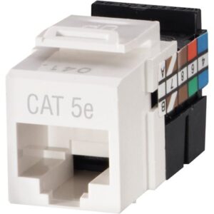 Leviton 5G108-BW5 GigaMax 5E QuickPort Connector, Cat 5E, White, 25-Pack