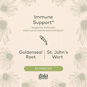 Gaia Herbs Echinacea Goldenseal Supreme Liquid Extract - Immune Support Supplement to Help Maintain Mucus Membrane Function - With Echinacea, Goldenseal Root & St. John’s Wort - 1 Fl Oz (15 Servings)