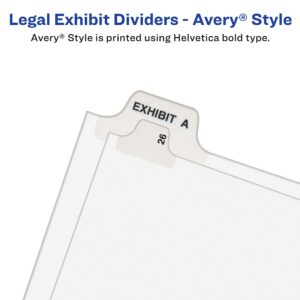 Avery Premium Collated Legal Exhibit Divider Set, Avery Style, 1-25 and Table of Contents, Side Tab, 8.5 x 11 Inches, 1 Set (11370)