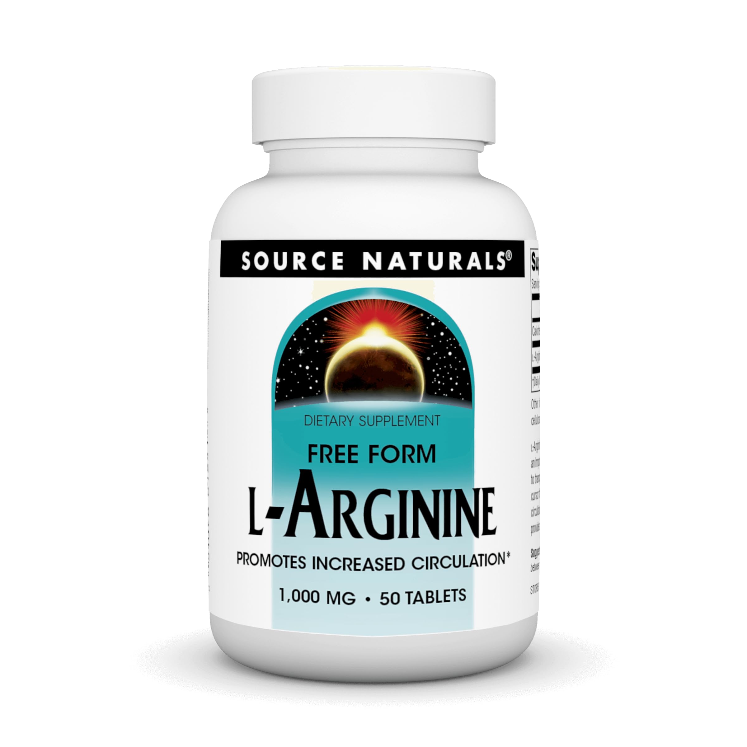 Source Naturals L-Arginine Promotes Increased Ciculation* 1000 mg Free Form - 50 Tablets