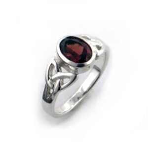 Sterling Silver Celtic Knot and Genuine Red Garnet Ring Size 5(Sizes 4,5,6,7,8,9,10,11,12)