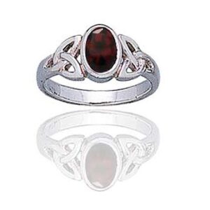 Sterling Silver Celtic Knot and Genuine Red Garnet Ring Size 5(Sizes 4,5,6,7,8,9,10,11,12)