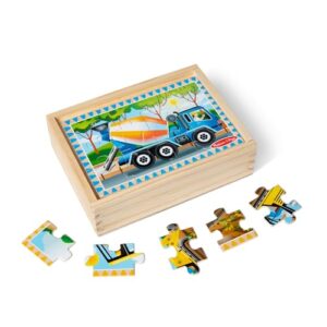 melissa & doug construction vehicles 4-in-1 wooden jigsaw puzzles in a box (48 pcs) - fsc certified