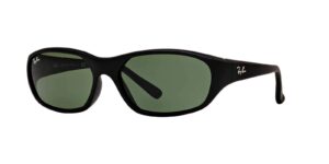 ray-ban men's rb2016 daddy-o rectangular sunglasses, rubber black/dark green, 59 mm